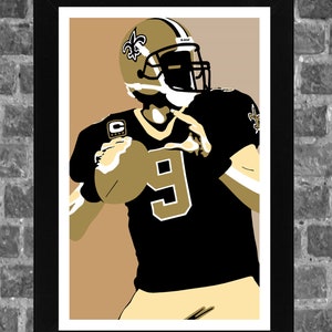 New Orleans Drew Brees Portrait Sports Print Art 11x17 - Etsy