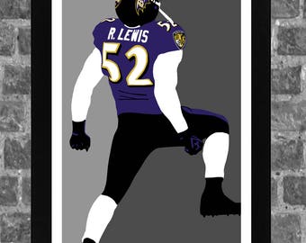 Ray Lewis Baltimore Ravens MVP Portrait Art Lithograph - Etsy