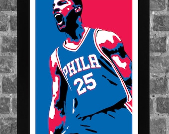 Philadelphia 76ers Joel Embiid Portrait Sports Print Art 11x17 | Etsy