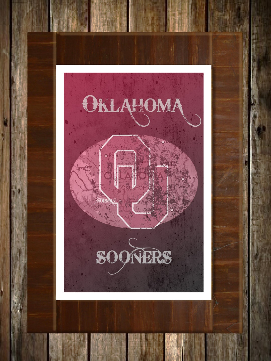 Norman Oklahoma University Map Topographical Sports Print Art 11x17 - Etsy