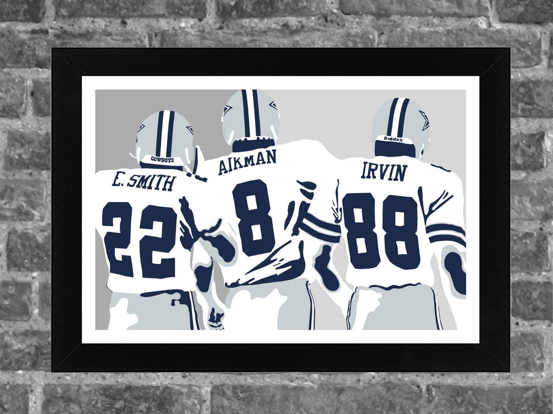 Dallas Emmitt Smith Troy Aikman Michael Irvin Portrait Sports Print Art 11x17 - Etsy
