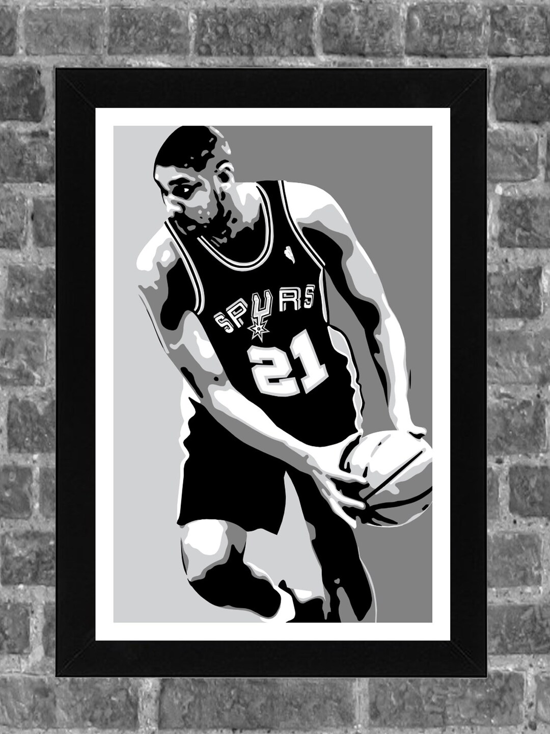 San Antonio Spurs Tim Duncan Portrait Sports Print Art 11x17 - Etsy