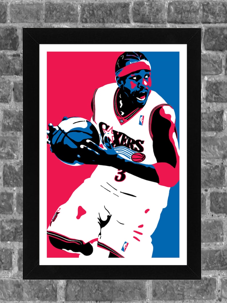 Philadelphia 76ers Allen Iverson Portrait Sports Print Art - Etsy
