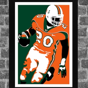 Miami Hurricanes Ed Reed Portrait Sports Print Art 11x17 Inches - Etsy