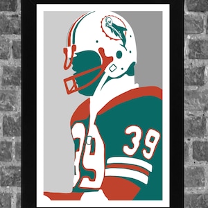 Miami Larry Csonka Portrait Sports Print Art 11x17 - Etsy