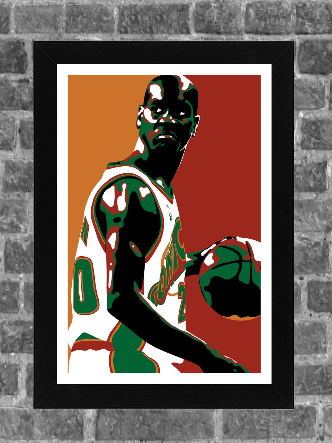 Seattle Supersonics Gary Payton Portrait Sports Print Art | Etsy