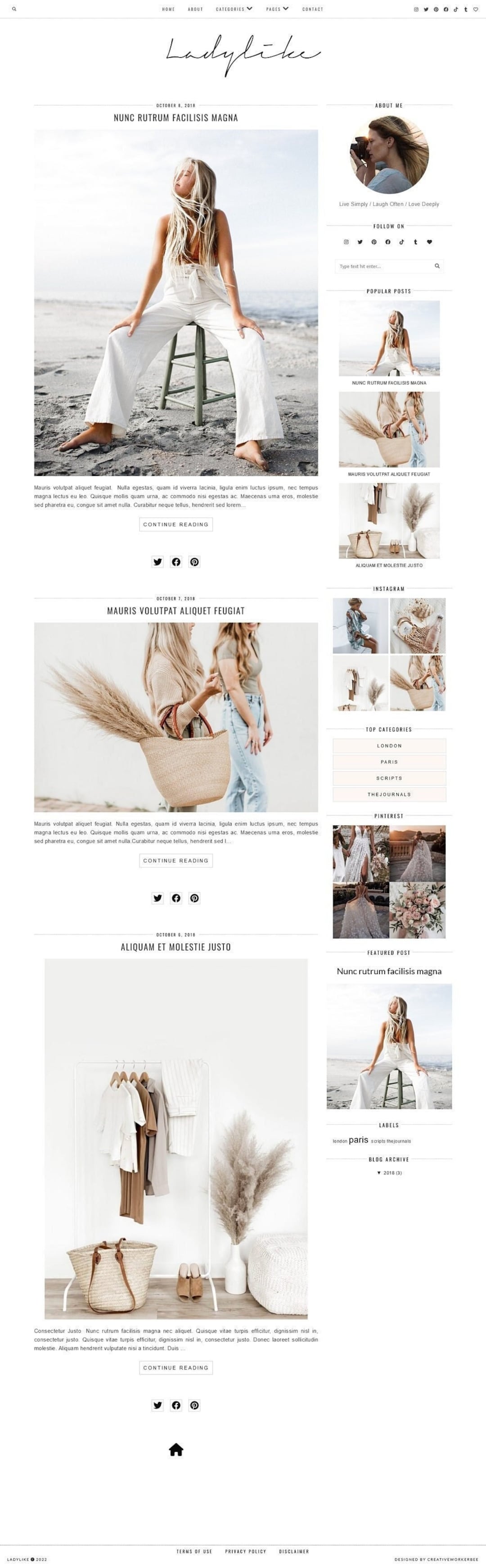 Ladylike - Blogger Template - Responsive Modern Minimalist Blogger ...
