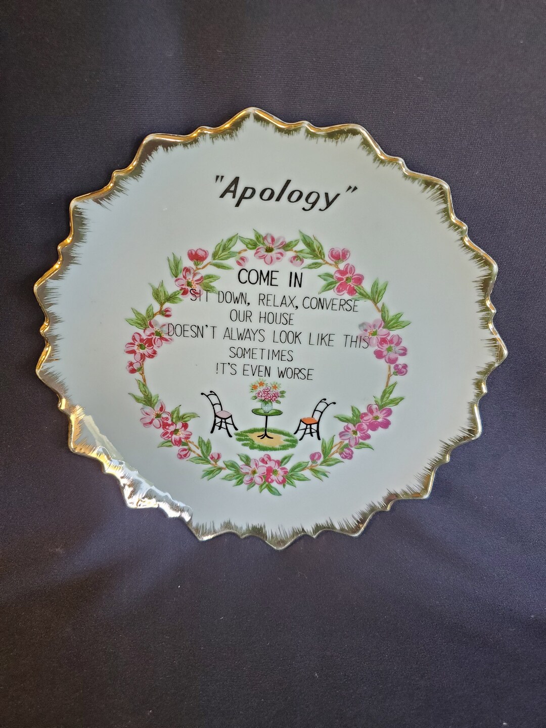 Vintage Porcelain apology Humorous Plate, Vintage Porcelain Collectible ...