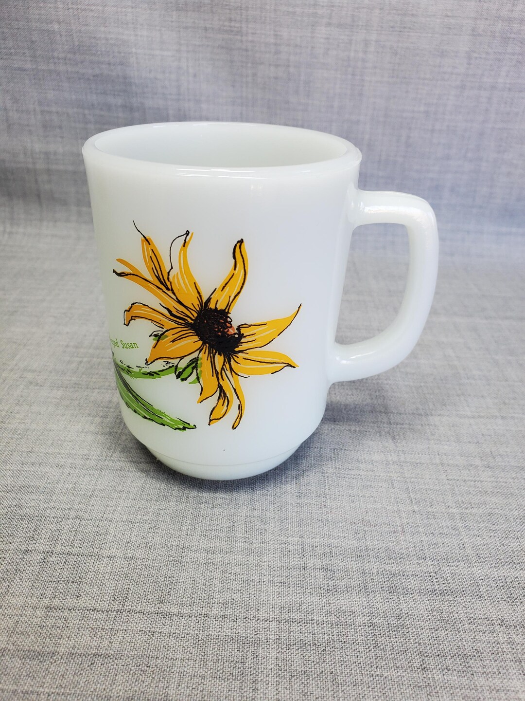 Anchor Hocking Milk Glass Mug With Black Eyed Susan, Floral Milk Glass ...