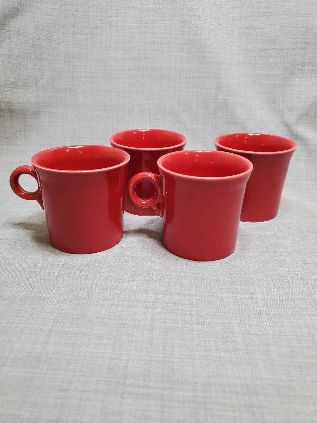 Set of 4 Fiesta Scarlet by Homer Laughlin, Fiesta Scarlet Mugs, 3.5 In ...