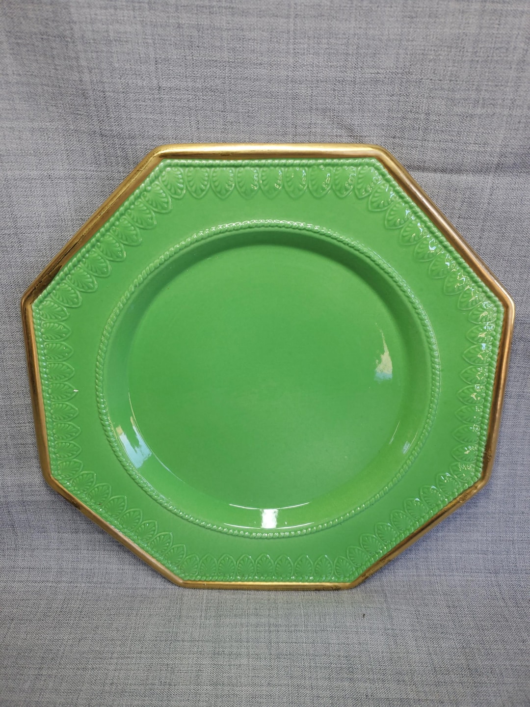 Green Hexagon Plate by Dr. Ermete Agostinelli Porcellane D'arte Bassano ...