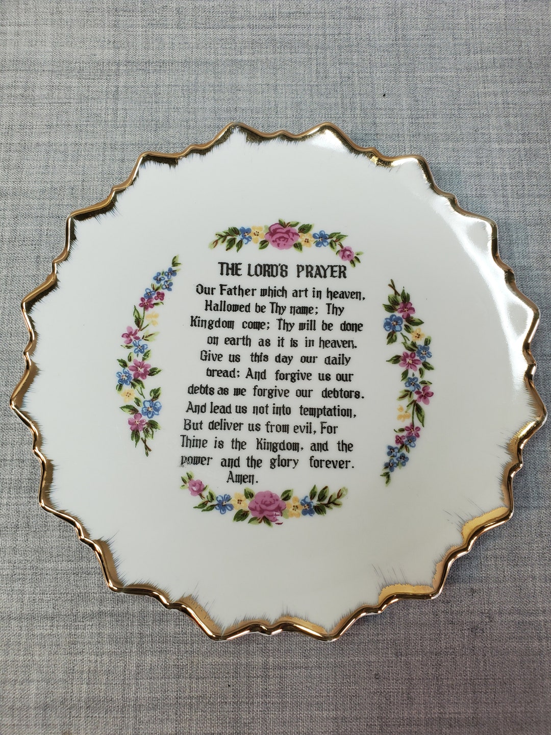 Mid-century the Lord's Prayer Decorative Wall Plate, Vintage Christian ...