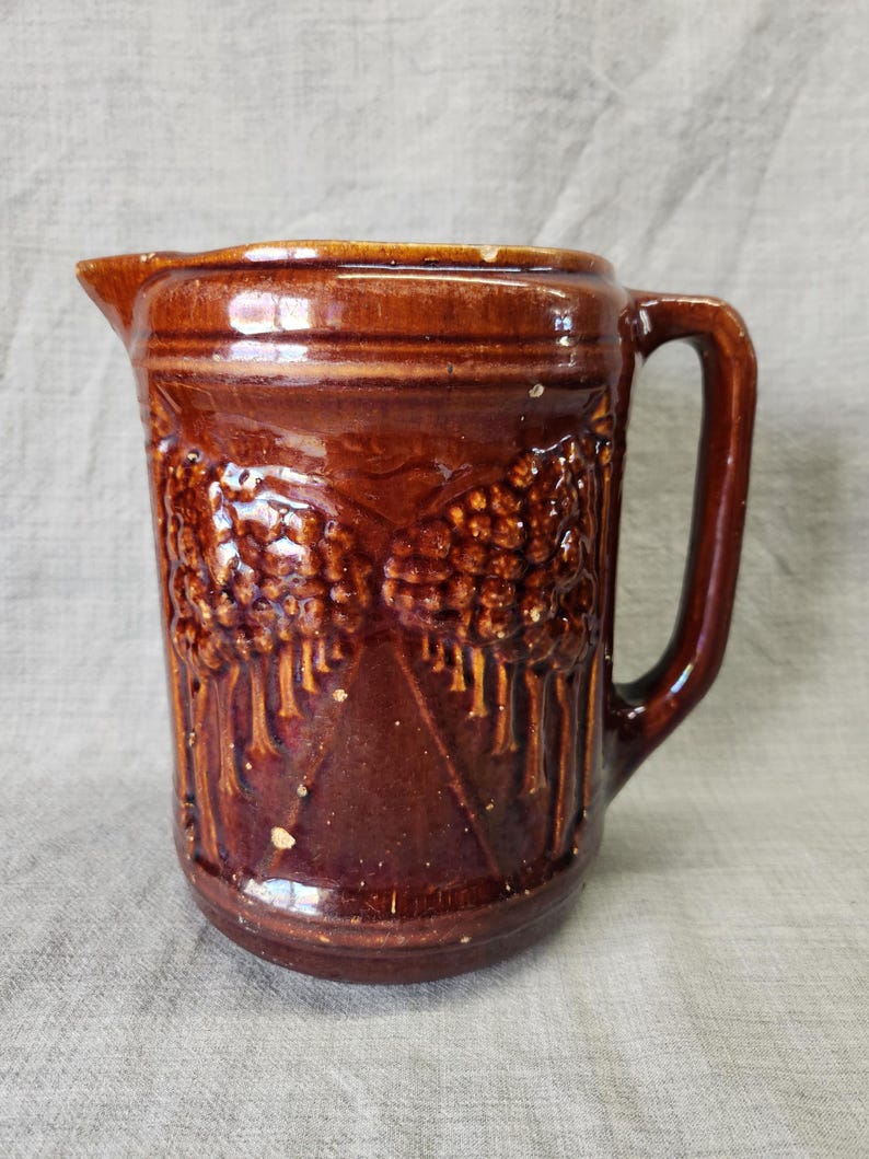 Mccoy Extra Large 9 In. Avenue of Trees Brown Glazed Pitcher, Mccoy ...