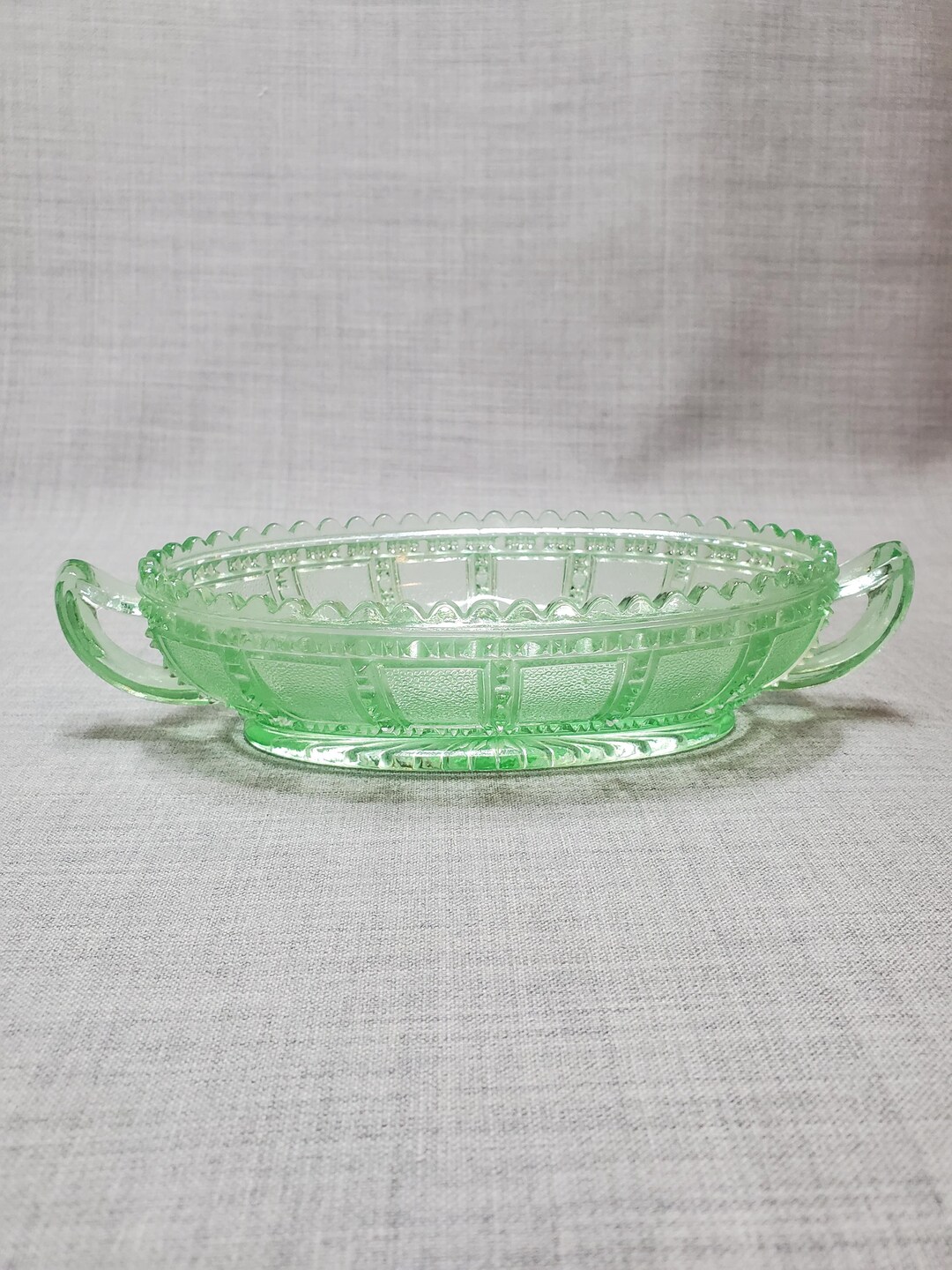 Beaded Block Green by Imperial Glass-ohio Glass Relish, Uranium Glass ...