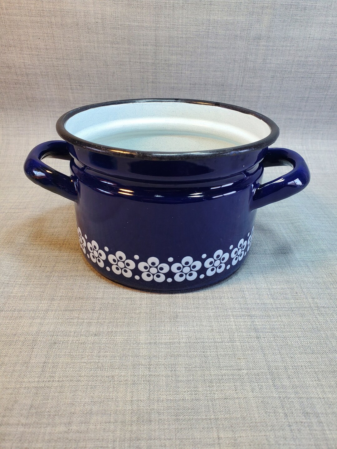 Vintage Cobalt Blue Enamelware Pot, Vintage Blue Enamelware Pot, 4 X 6 ...