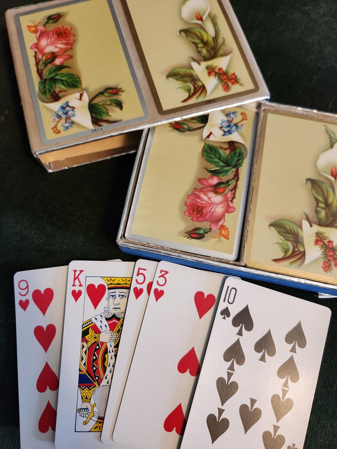 Vintage 2 Deck Congress Rose & Lily Playing Cards, Vintage Card Game ...