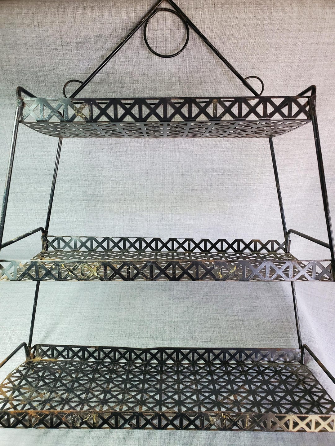 Vintage Metal Shelf, Small Metal Display Tray, Mid Century Metal Shelf ...