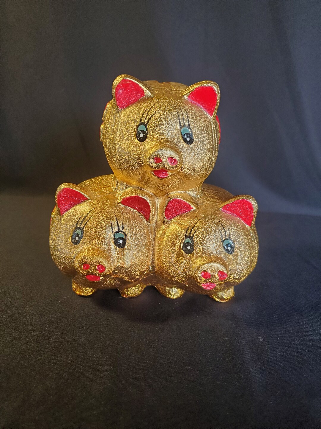 Gold Asian Good Luck Piggy Bank, Chinese Good Luck Piggy Bank, 5 1/2 X ...