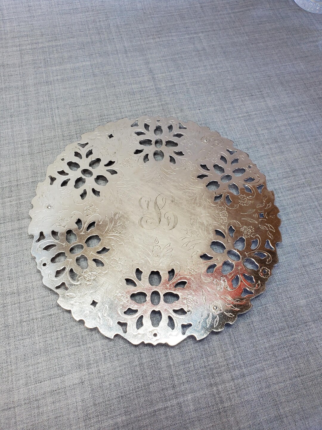 Vintage Raimond Silverplate Trivets, Silver Trivet Monogrammed l ...