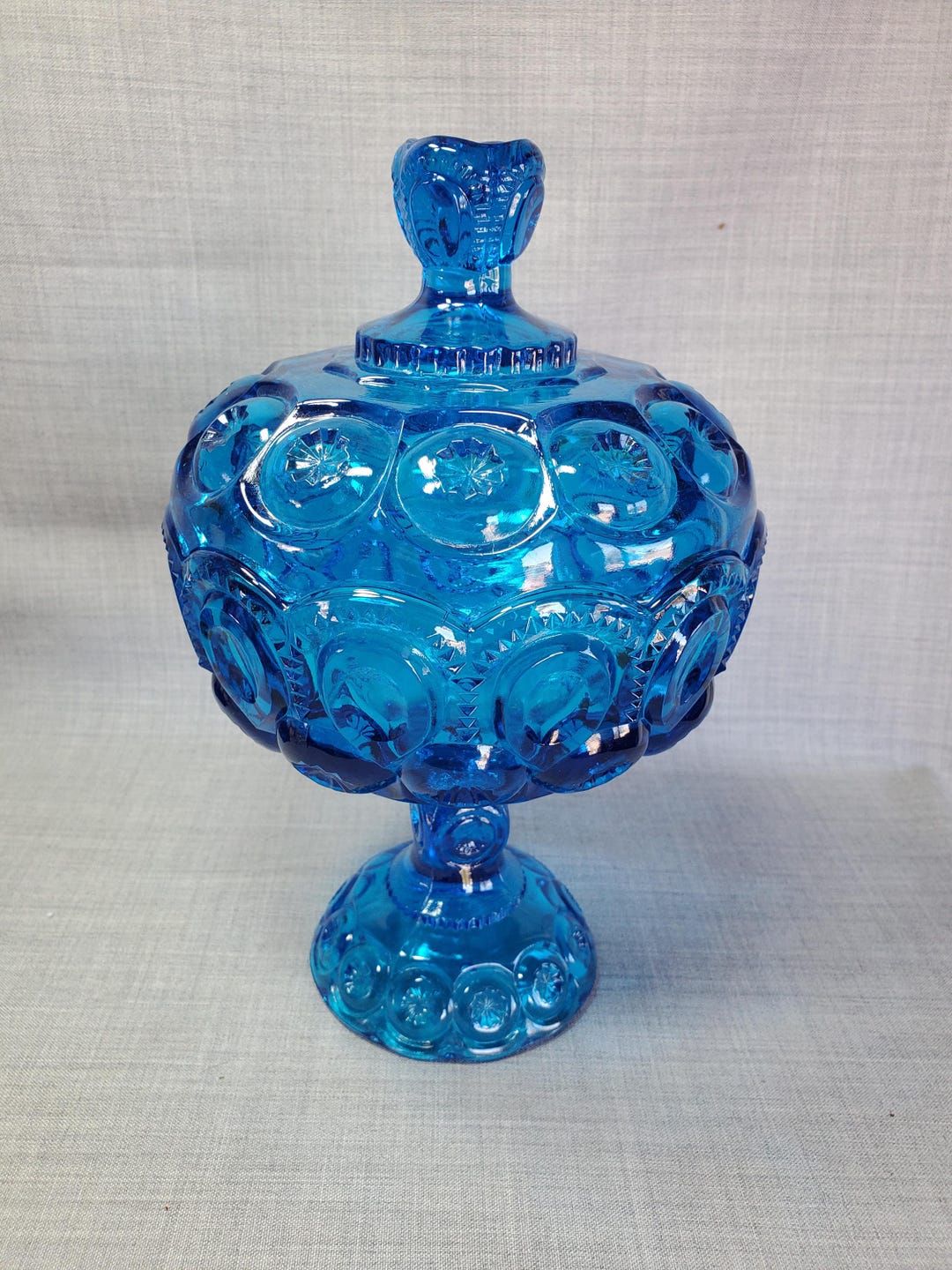 Vintage Aqua Moon and Stars Compote by Smith Glass, L. E. Smith Moon ...