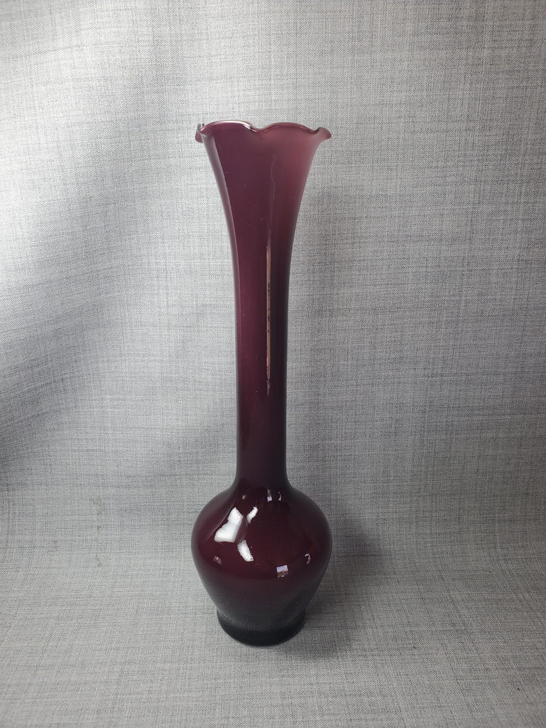 Amethyst Glass Bud Vase, 10 In. Mid-century Purple Glass Vase, Amethyst ...