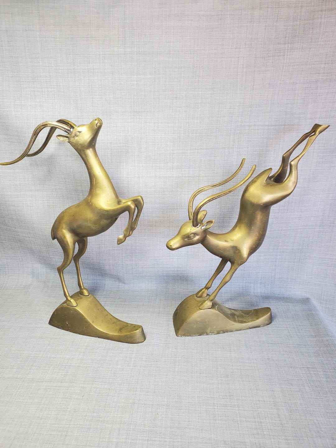Vintage Brass Impala Statues, Brass Statues, Brass Antelope or Impala ...