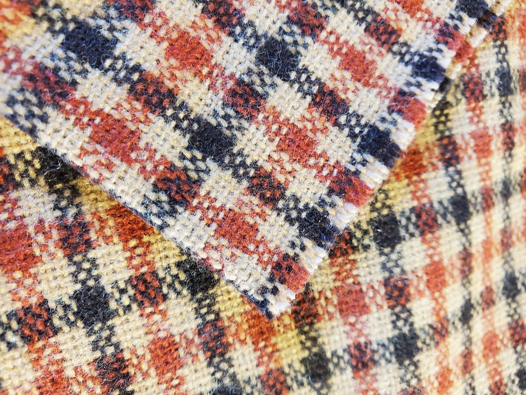 Vintage Wool or Wool Blend Fabric, Vintage Fabric, Vintage Plaid Fabric ...