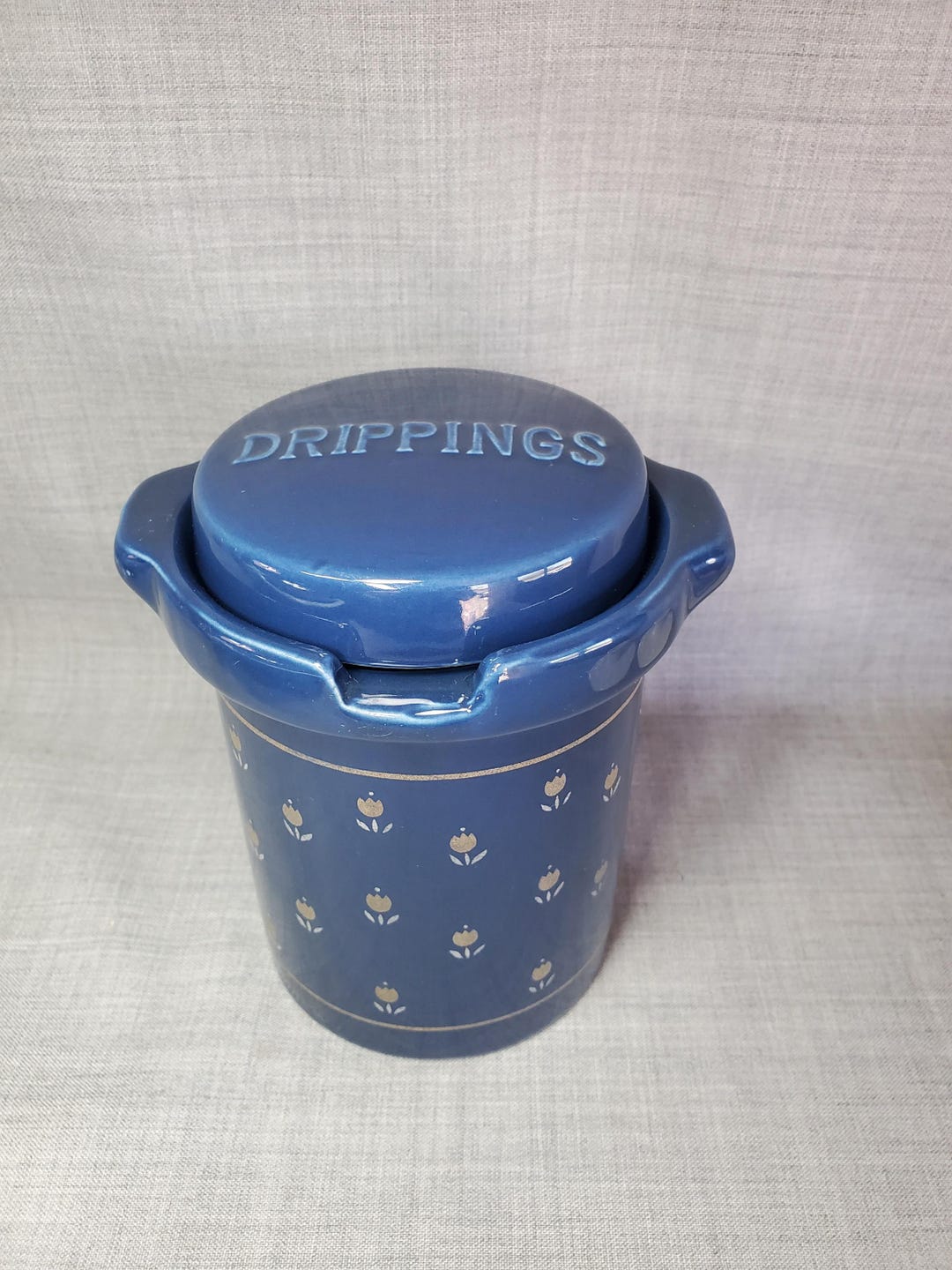 Vintage Ceramic Grease Jar, Vintage Blue Drippings Jar Made in Japan ...