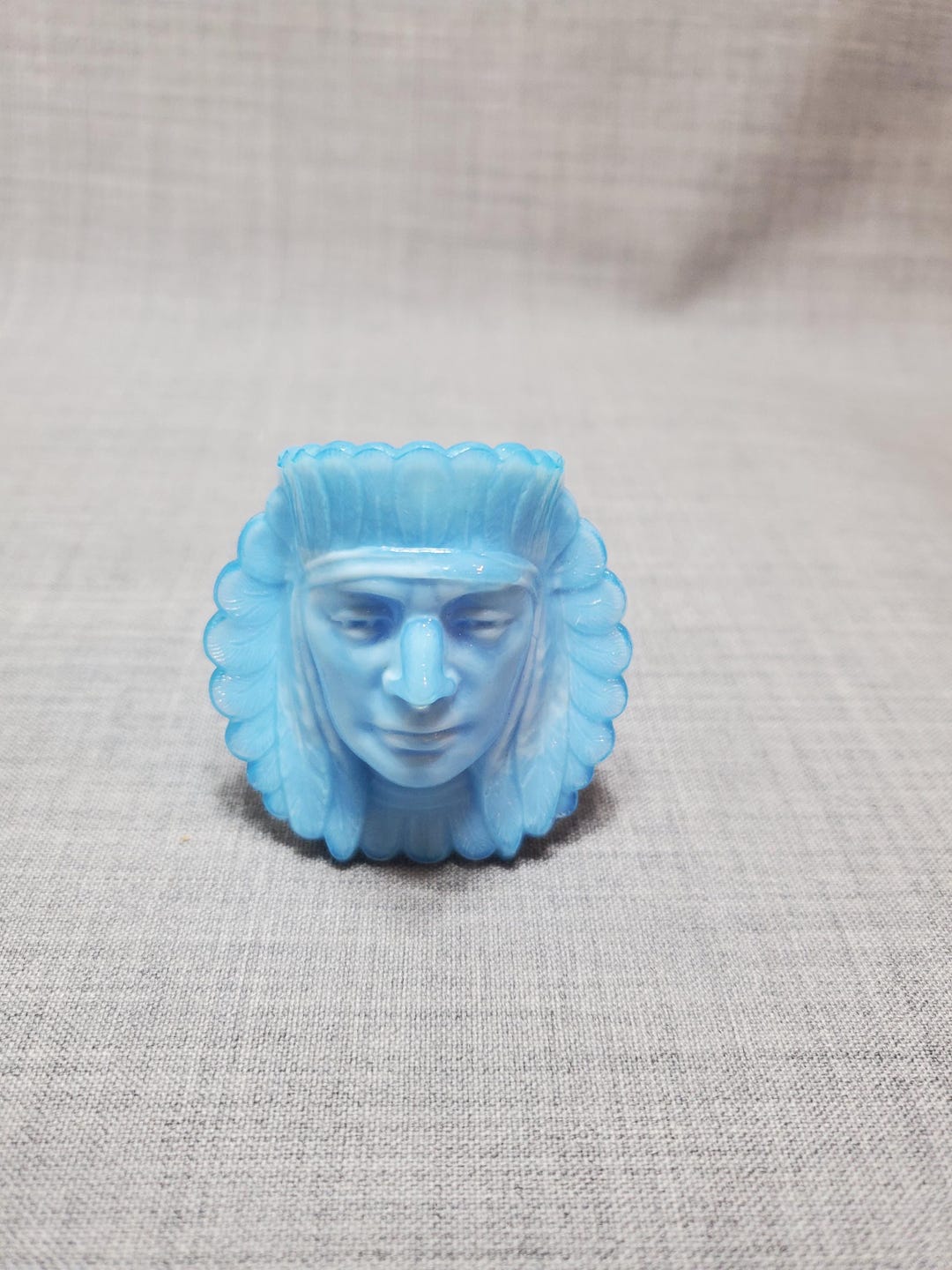Vintage Boyd Glass Aqua Indian Head Toothpick Holder, Boyd Glass Indian ...