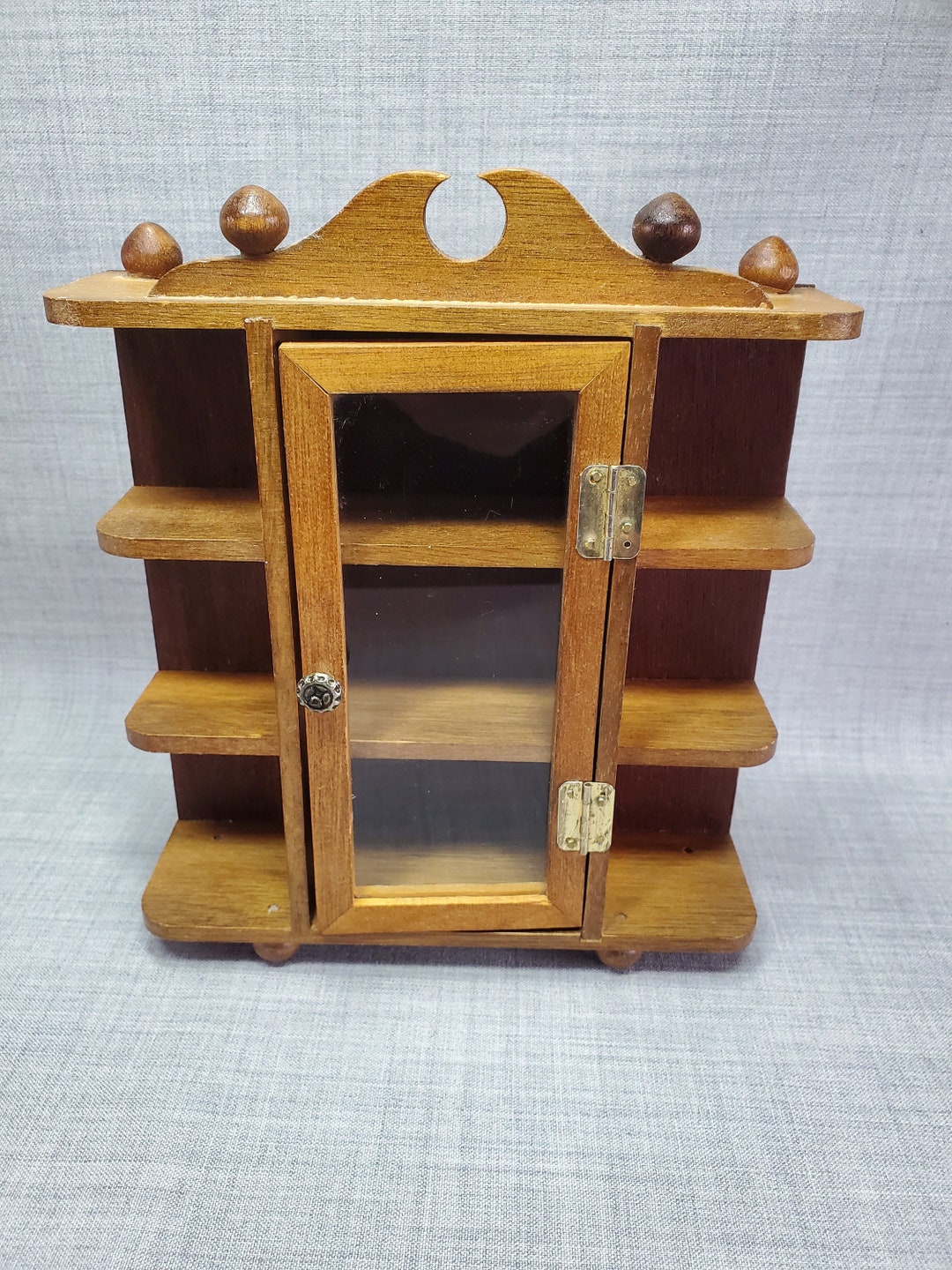 Vintage Miniature Wood Display Cabinet, Knick Knack Collection Display ...