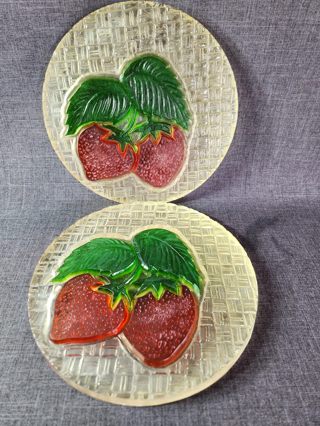 Set of 2 Vintage Lucite Strawberry Trivets, Retro Strawberry Trivets ...