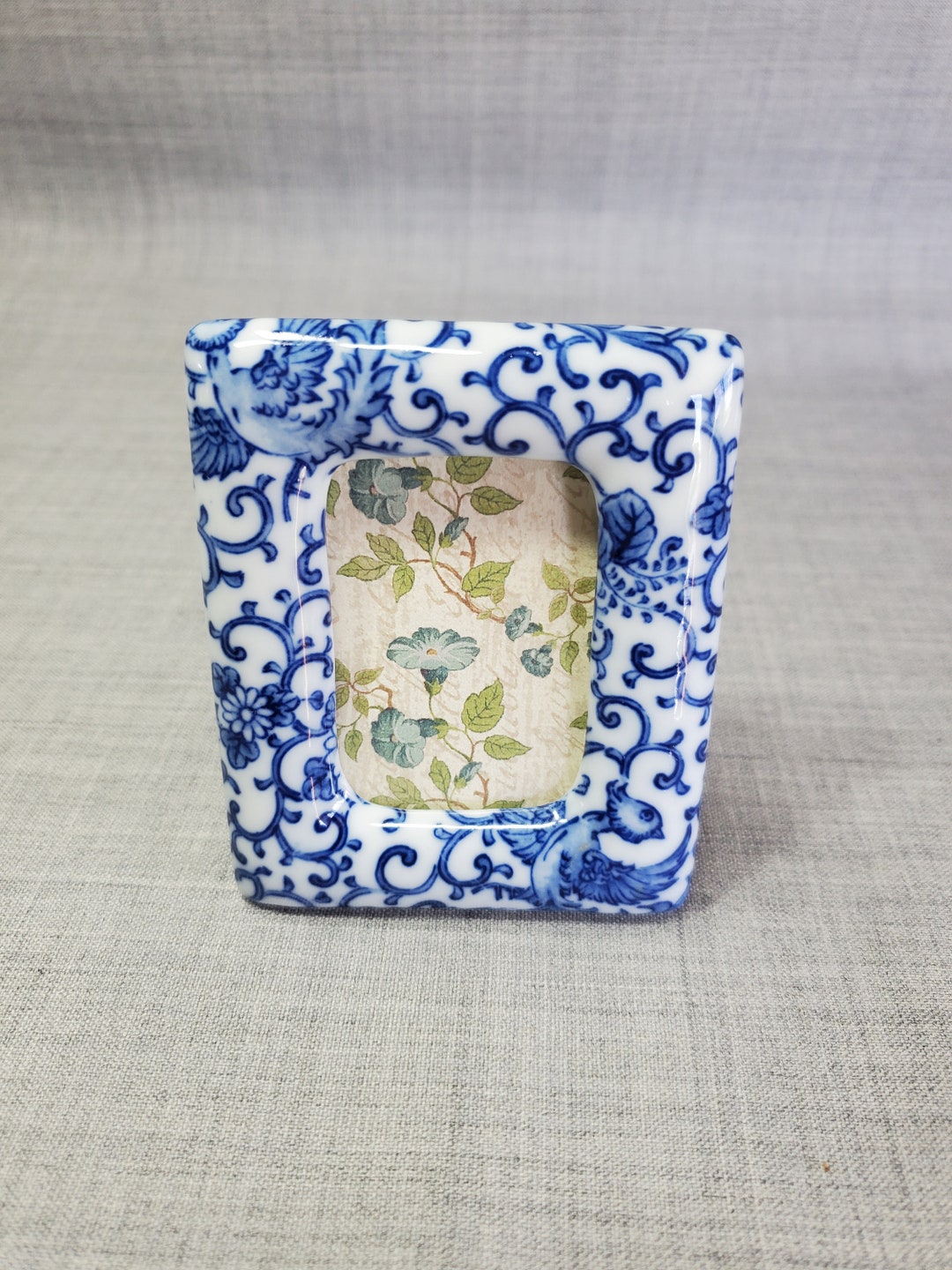 Blue & White Porcelain Picture Frame, Takahashi Porcelain Picture Frame ...