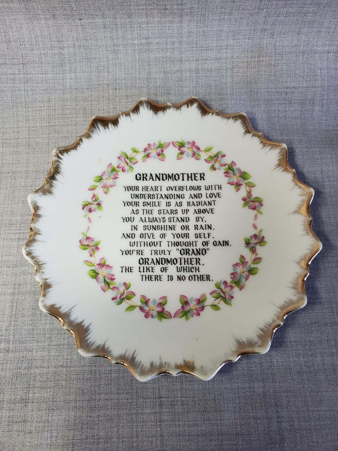Porcelain Grandmother Poem Plate, Vintage Porcelain Collectible Plates ...