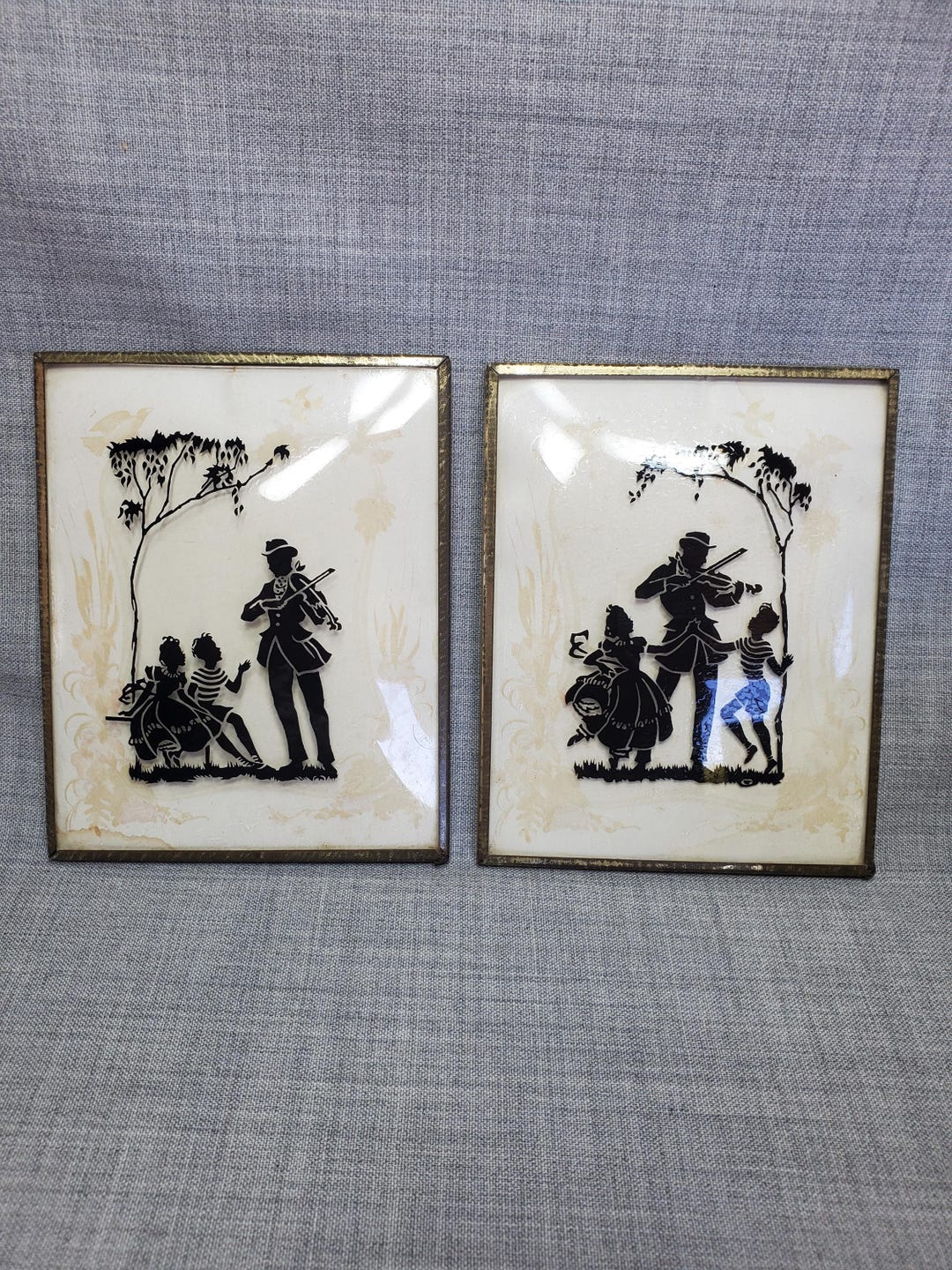 Set of 2 Antique Silhouettes in Frame, Antique Silhouette in Convex ...