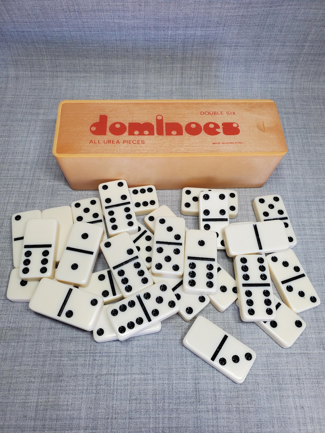 Vintage Double Six Urea Dominos, Vintage Urea Domino Set, 28 Piece Set ...