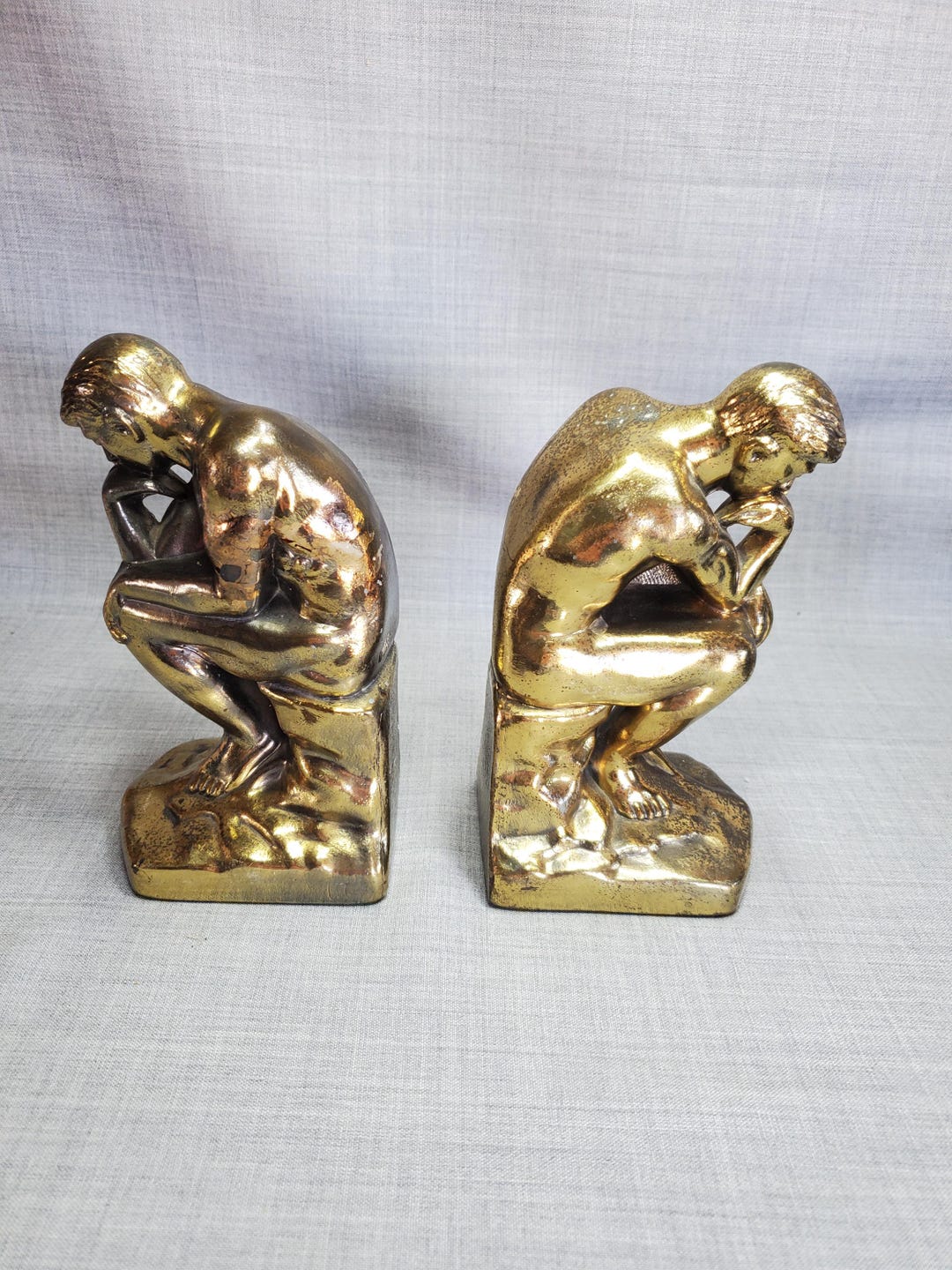 Set of 2 the Thinker Bookends, Gold Metal the Thinker Rodin Bookends ...