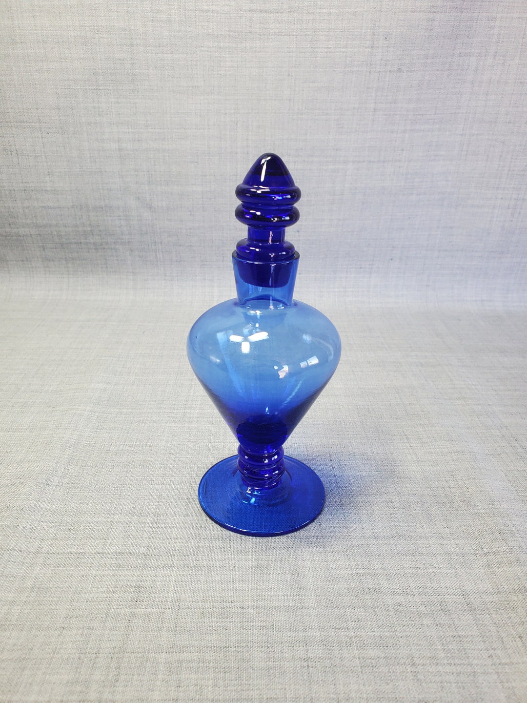 Vintage Cobalt Blue Glass Perfume Bottle With Stopper, Cobalt Blue ...