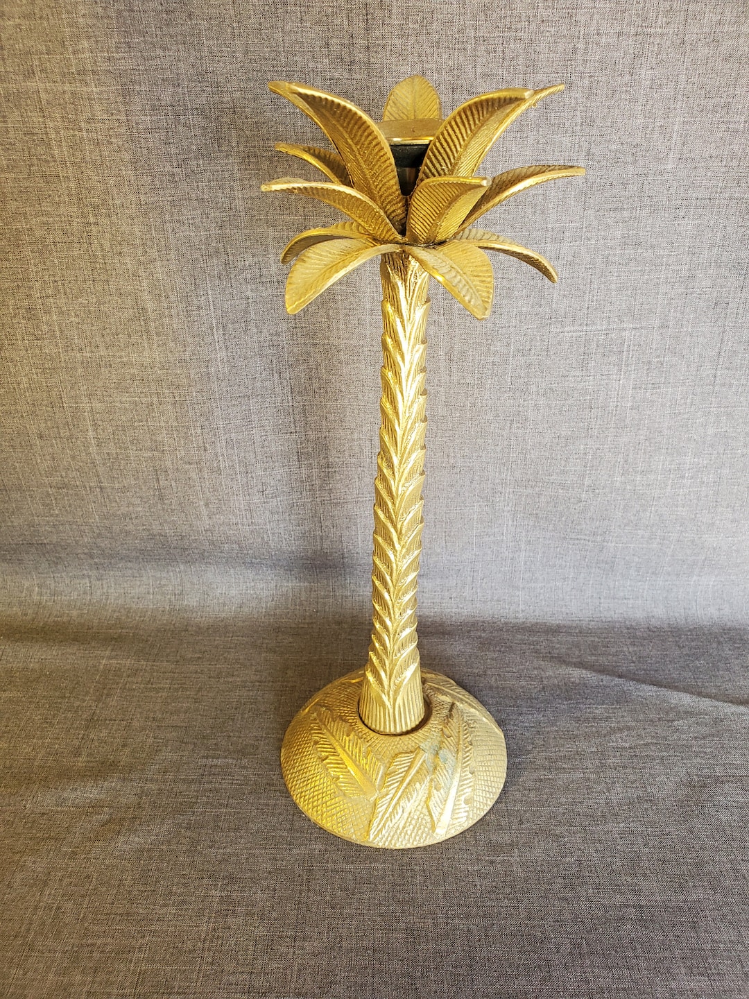 Solid Brass Palm Tree Candlestick Holder, Brass Palm Tree Candle Holder ...