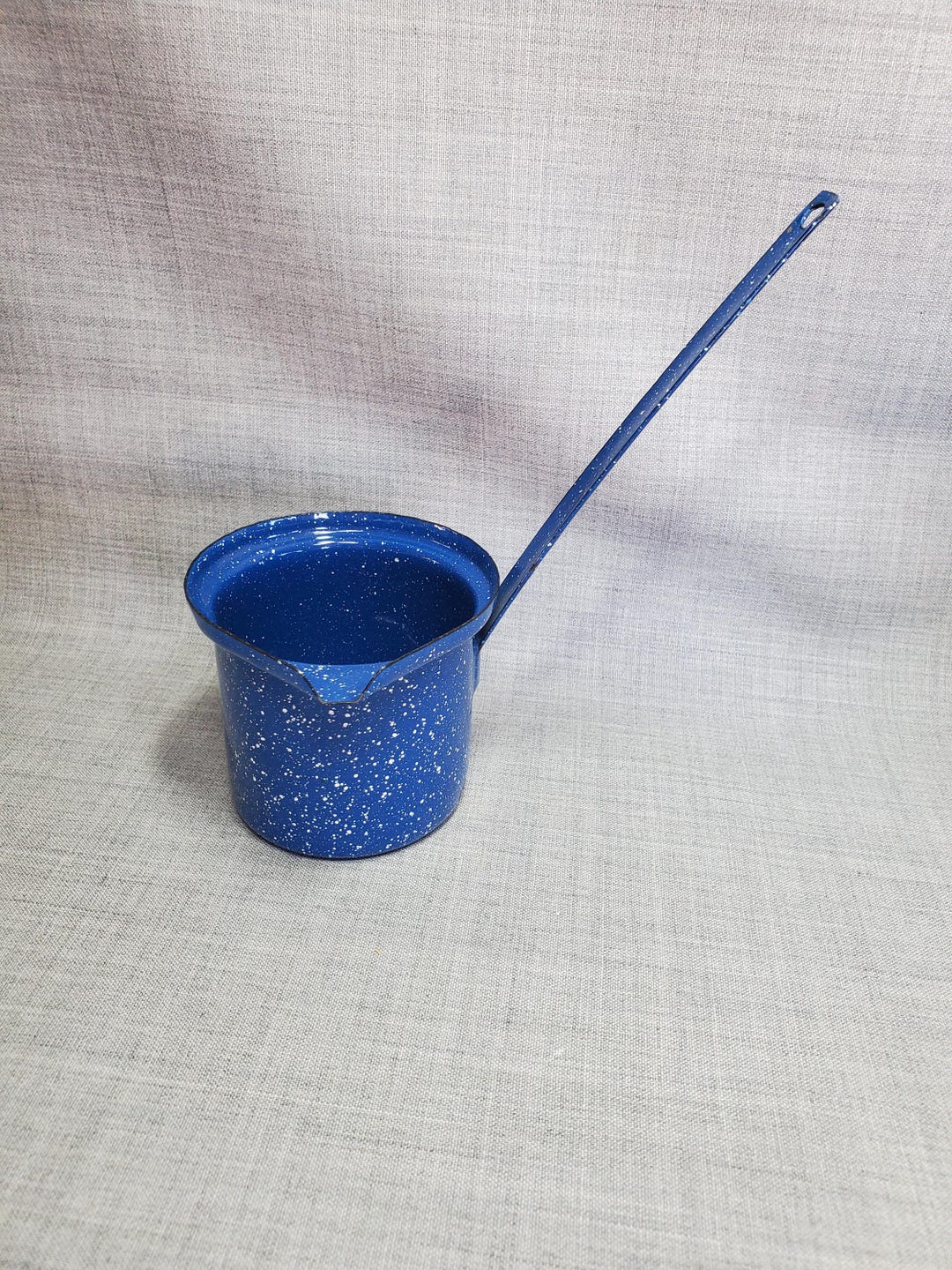 Vintage Blue Speckled Enamelware Dipping Ladle, Blue Enamelware Turkish ...