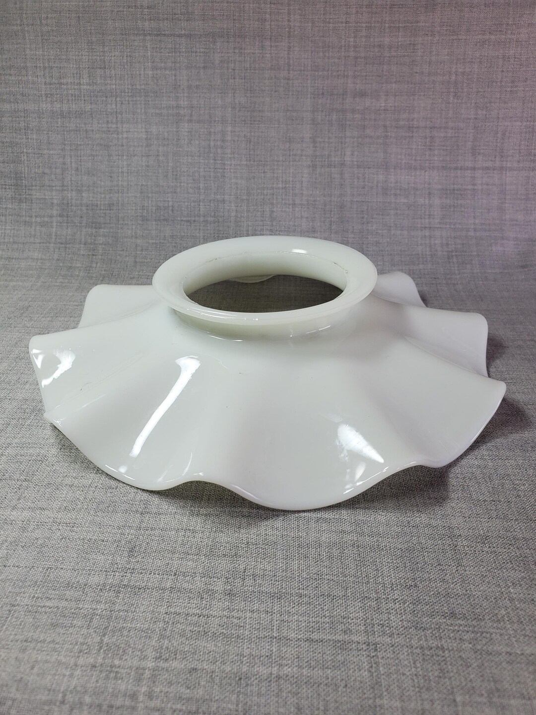 Vintage White Glass Ruffled Lamp Shade, 8 In. White Glass Lamp Shade ...