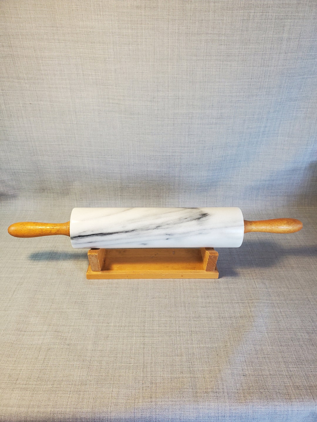White Marble Rolling Pin With Wood Stand, Marble Rolling Pin - Etsy