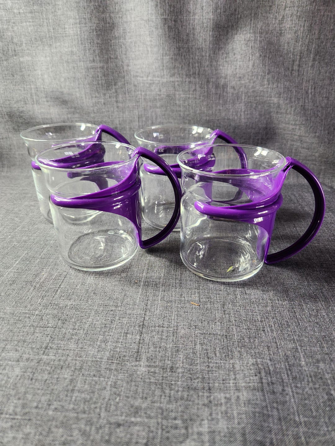 Valentino Vintage Glass Tea Cups With Purple Handles, Vintage Glass and ...