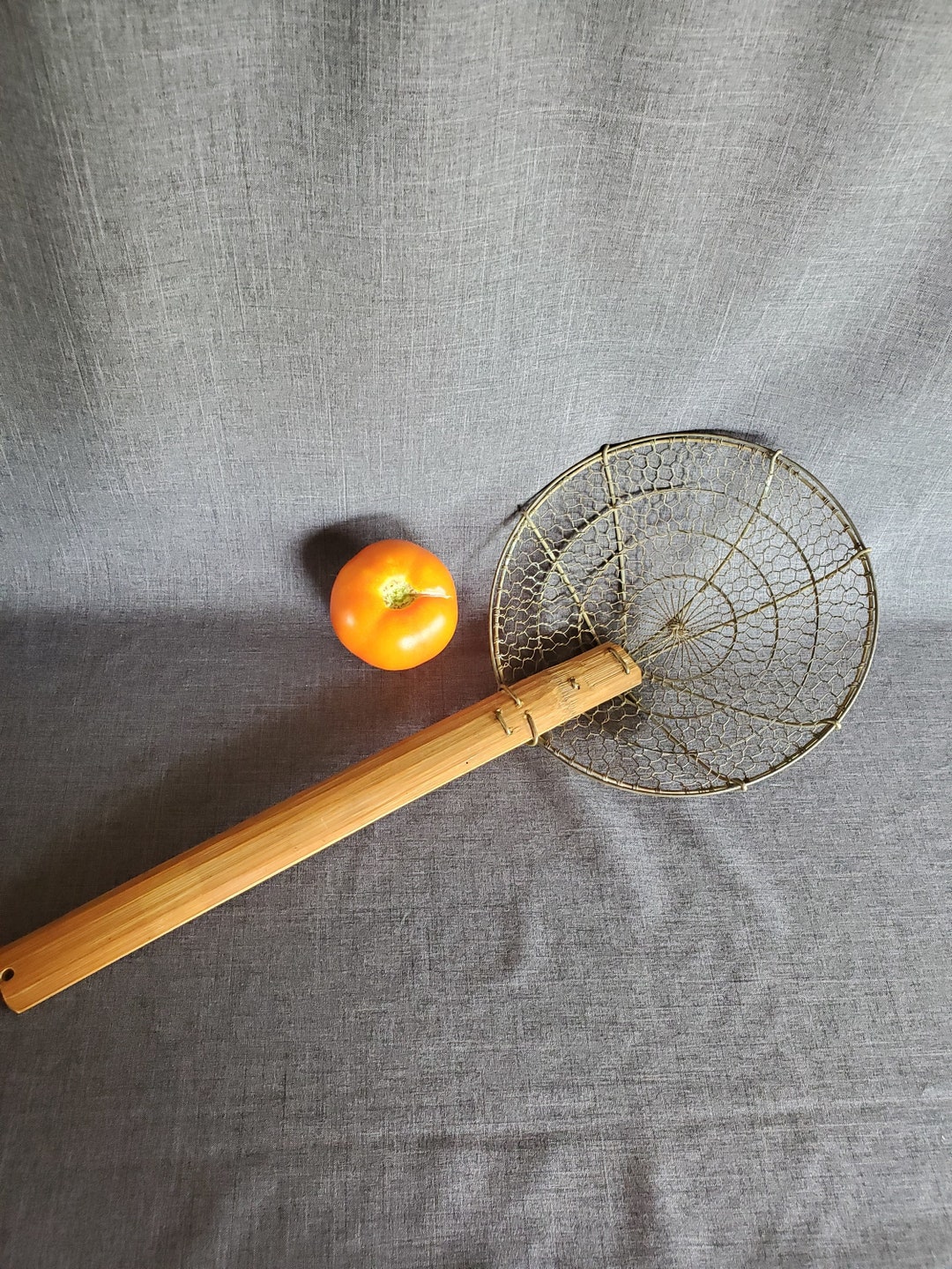 Large 8 3/4 X 20 In. Bamboo Mesh Skimmer, Wire Bamboo Strainer, Spider ...