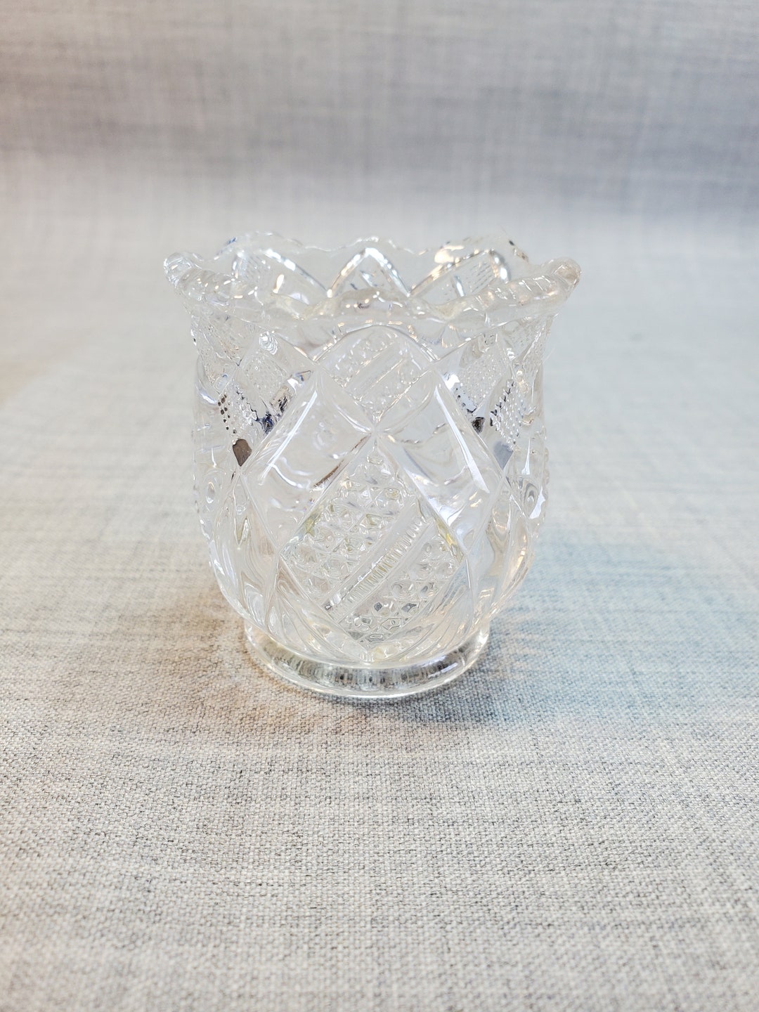 Vintage Clear Glass Toothpick Holder, Pressed Glass Toothpick Holder ...