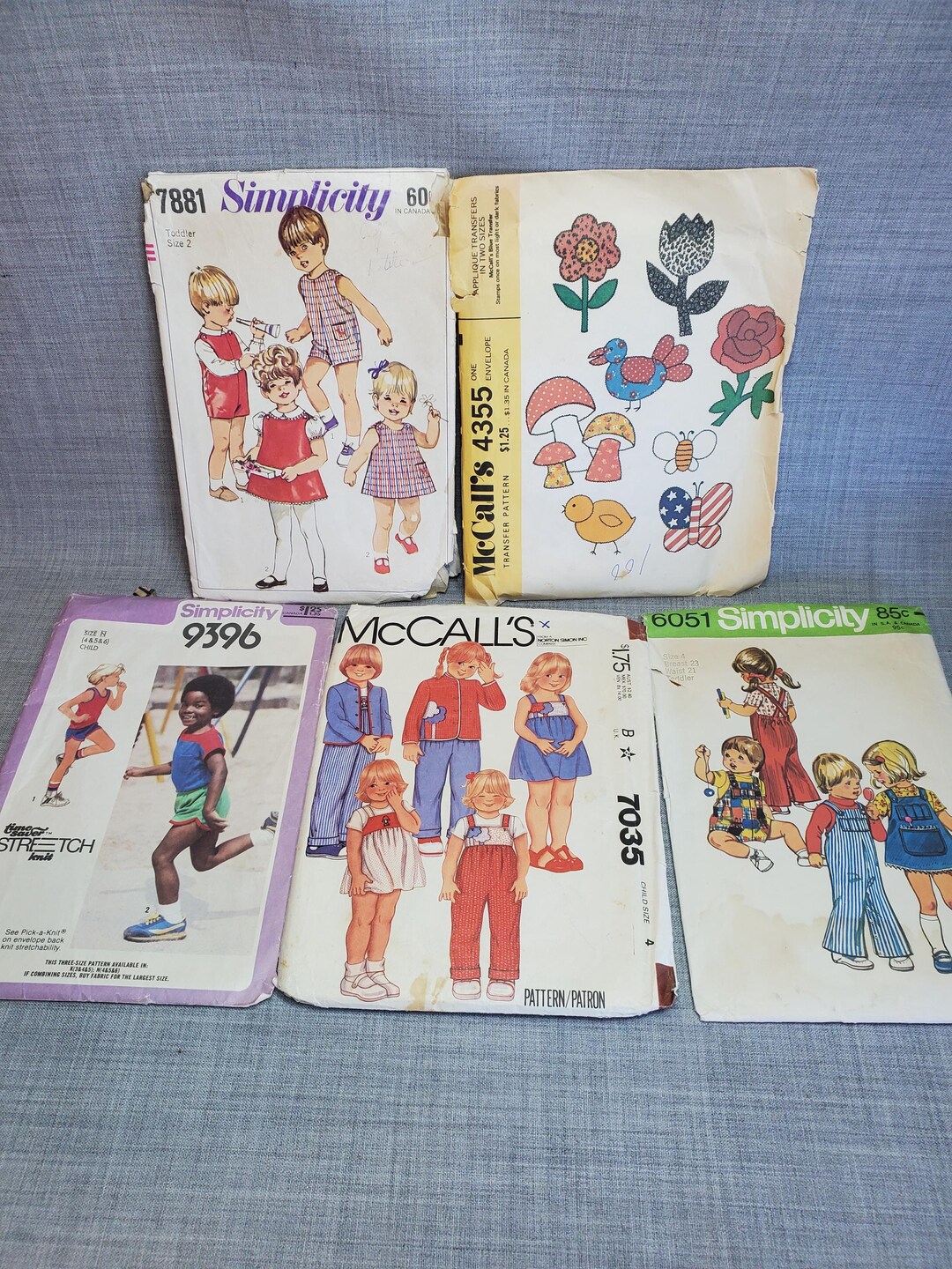 Lot of 5 Vintage Baby and Kid Patterns, 1950's Mccall's & Simplicity ...