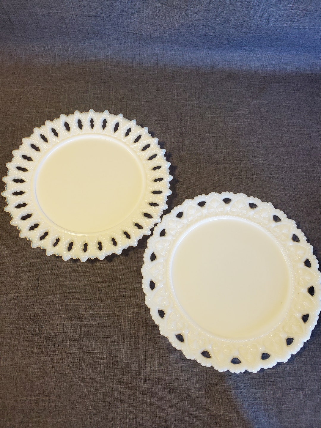 Set of 2 Lace Edge Milk Glass Plates Lace Edge Plates Milk - Etsy