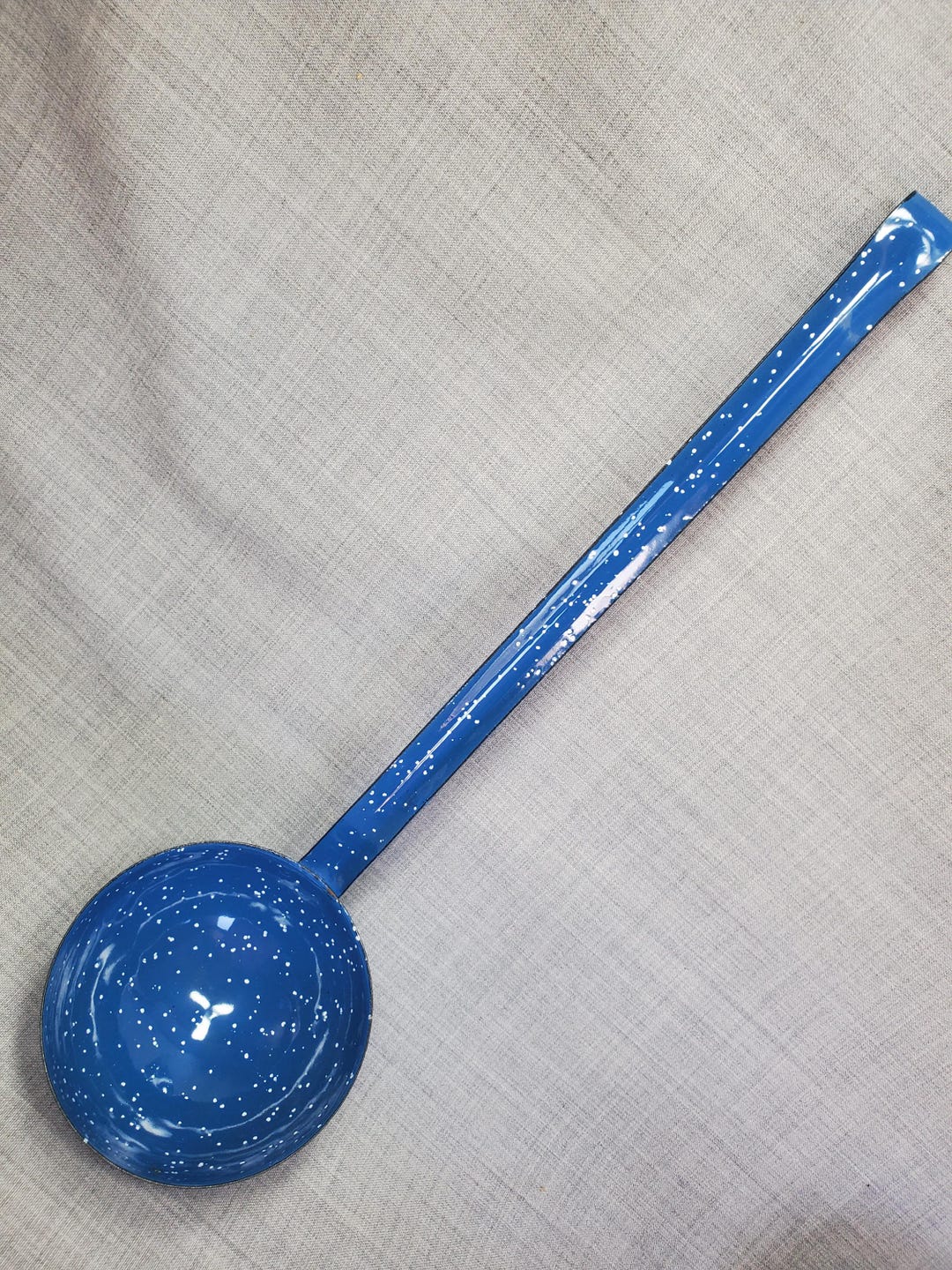 Vintage Blue Speckled Enamel Ladle, Vintage Enamelware Serving Ladle ...