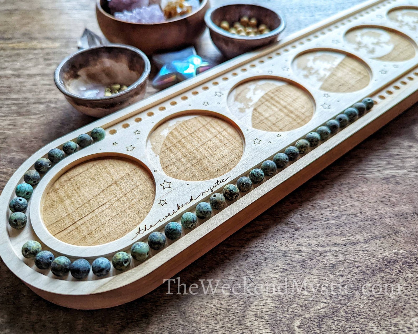 Solid Wood Moon Phase Mala Design Board - Counts 108 Beads for You! - Etsy