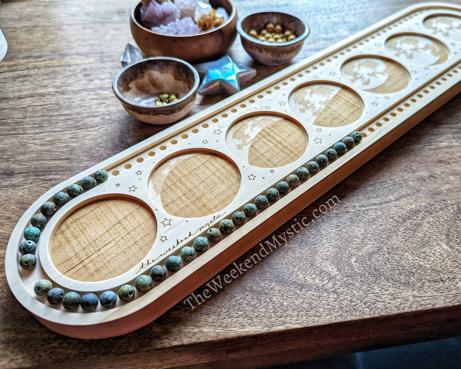 Solid Wood Moon Phase Mala Design Board - Counts 108 Beads for You! - Etsy