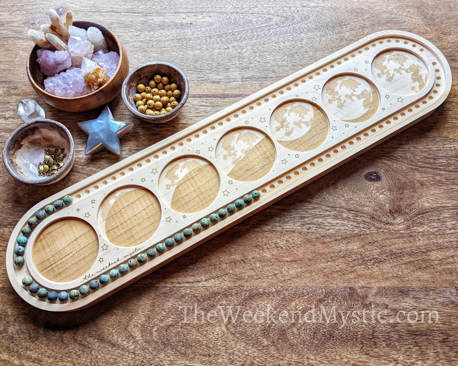 Solid Wood Moon Phase Mala Design Board - Counts 108 Beads for You! - Etsy
